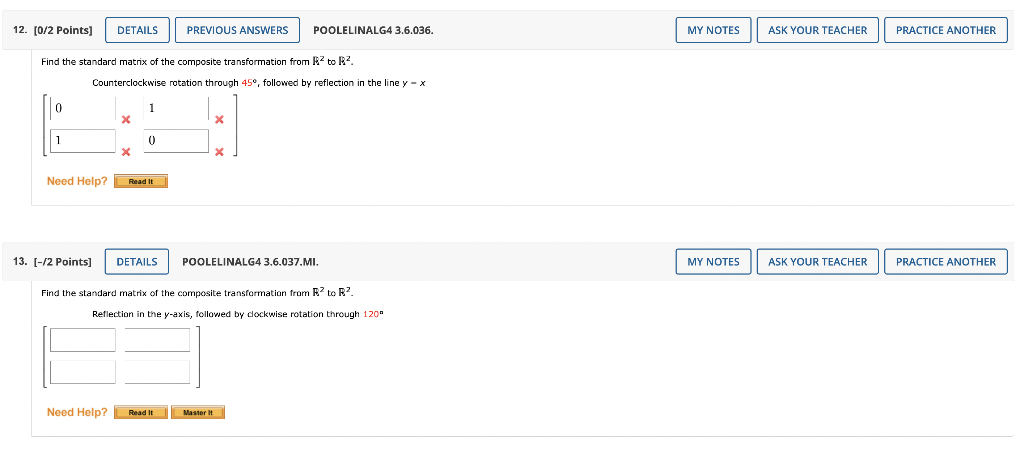 Solved Find the standard matrix of the composite | Chegg.com