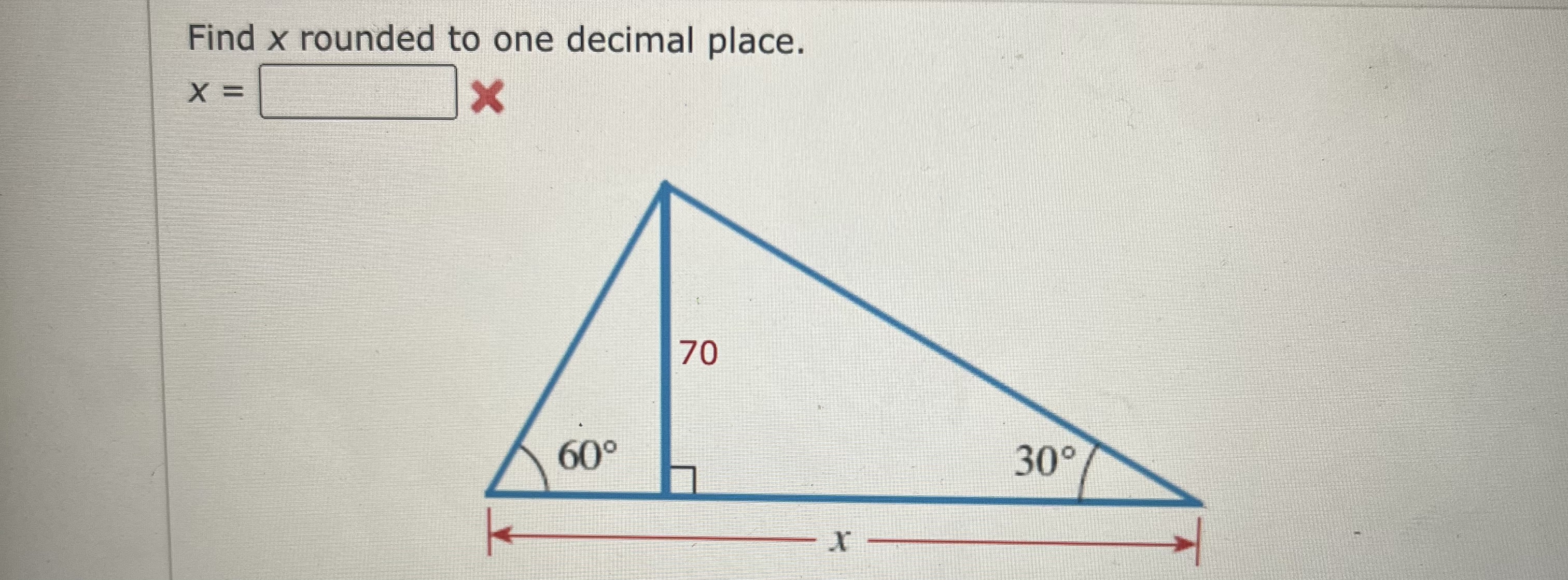 Solved Find x rounded to one decimal place. x= | Chegg.com Solved Find x rounded to one decimal place. x= | Chegg.com