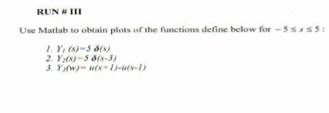 Solved RUN # 111 Use Matlab to obtain plots of the functions | Chegg.com