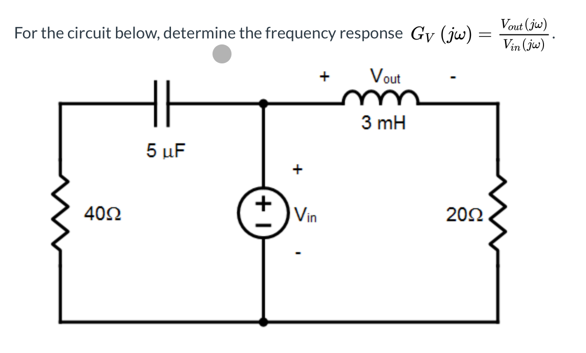 Solved For the circuit below, determine the frequency | Chegg.com