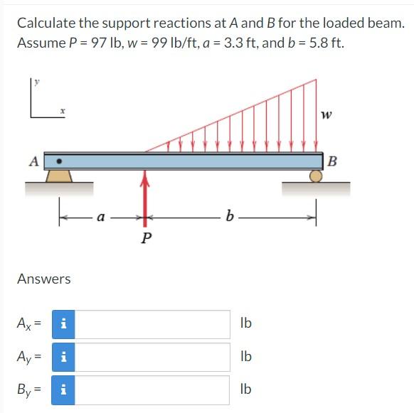 Solved Calculate the support reactions at A and B for the | Chegg.com