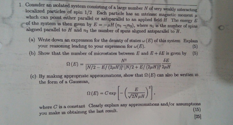 Solved 1 Consider an isolated system consisting of a large | Chegg.com