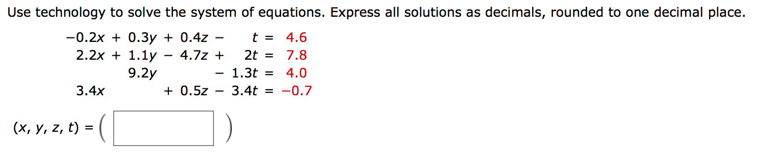 Solved Use technology to solve the system of equations. | Chegg.com