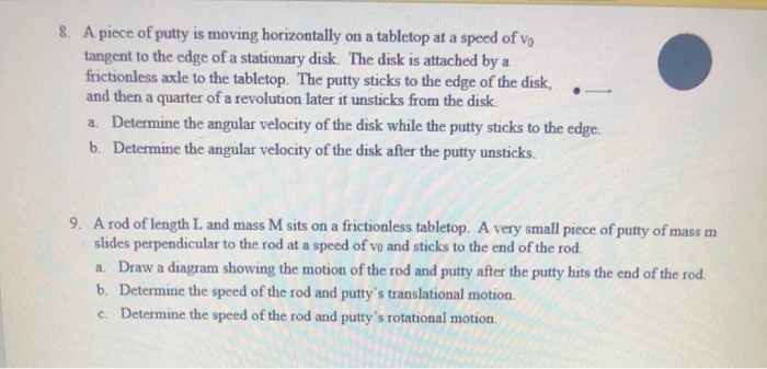 Solved A piece of putty is moving horizontally on a tabletop | Chegg.com