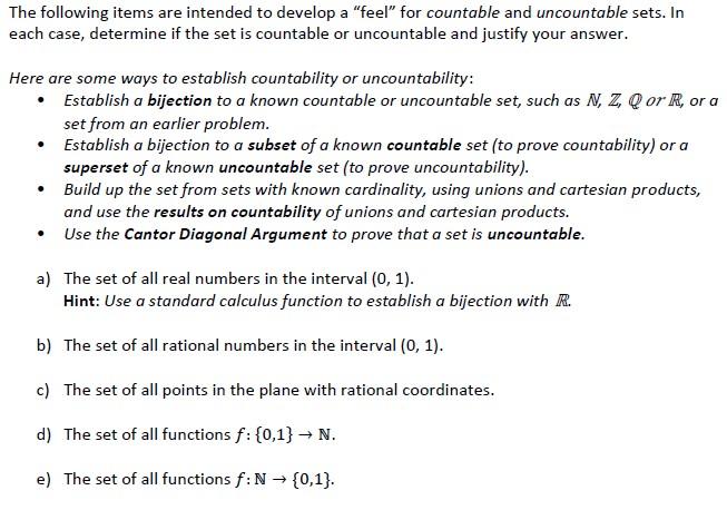 Solved The following items are intended to develop a "feel" | Chegg.com