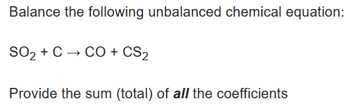 Solved Balance the following unbalanced chemical | Chegg.com