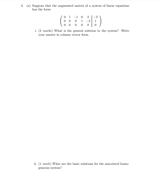 Solved 2. (a) Suppose that the augmented matrix of a system | Chegg.com