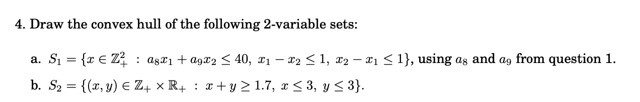 Solved 4. Draw the convex hull of the following 2 -variable | Chegg.com
