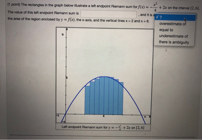 Solved (t point The value of this left endpoint Riemann sum | Chegg.com