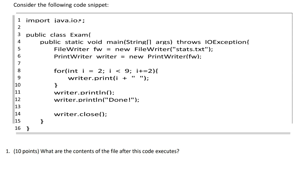 Solved Consider the following code snippet: 1 import | Chegg.com