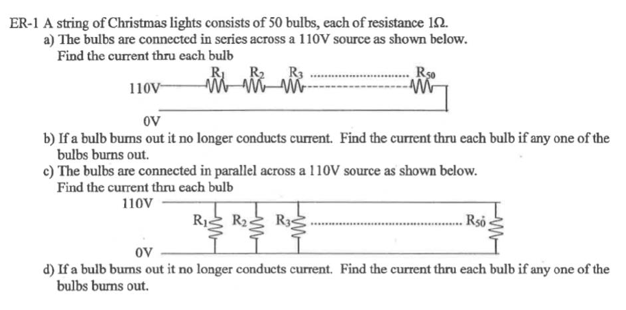 Solved ER-1 A string of Christmas lights consists of 50 | Chegg.com