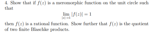 Solved 4. Show that if f(x) is a meromorphic function on the | Chegg.com