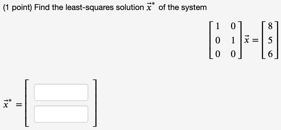 Solved (1 point) Find the least-squares solution x∗ of the | Chegg.com