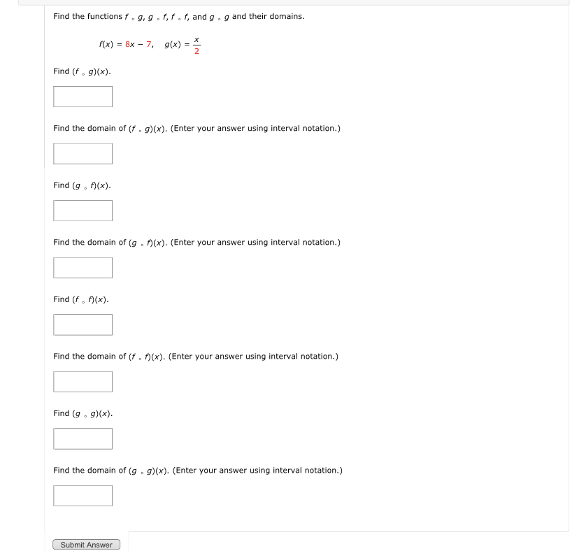 Solved Find The Functions F∘g G∘f F∘f And G∘g And Their