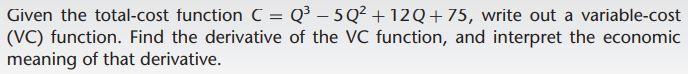 Solved Create a new numerical example of a cubic cost | Chegg.com