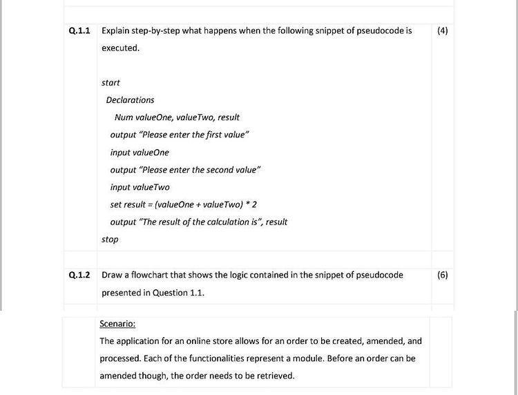 Solved Q.1.1 Explain step-by-step what happens when the | Chegg.com