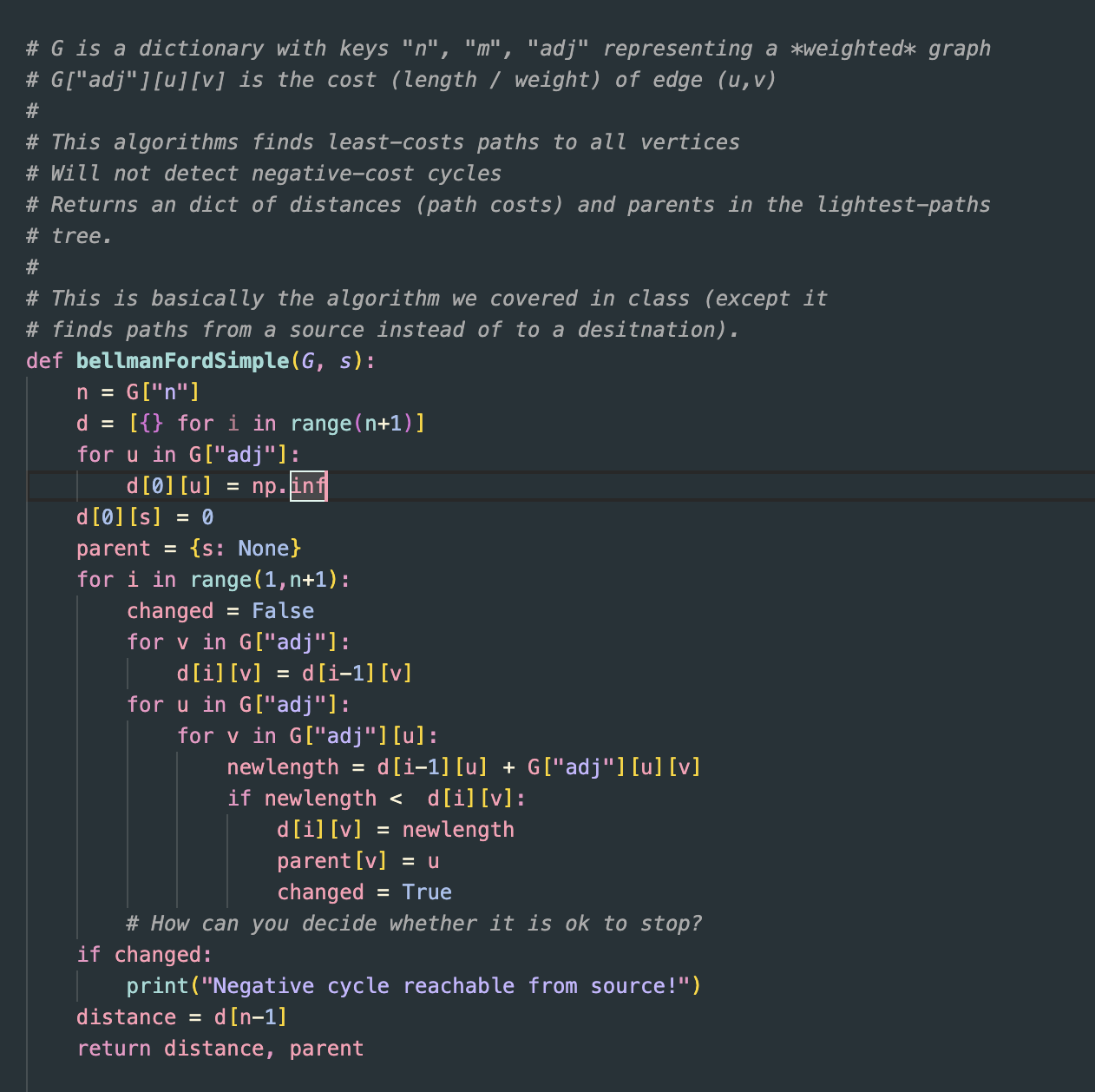 Solved by an EXPERT Given a graph with negative edge weights but no ...