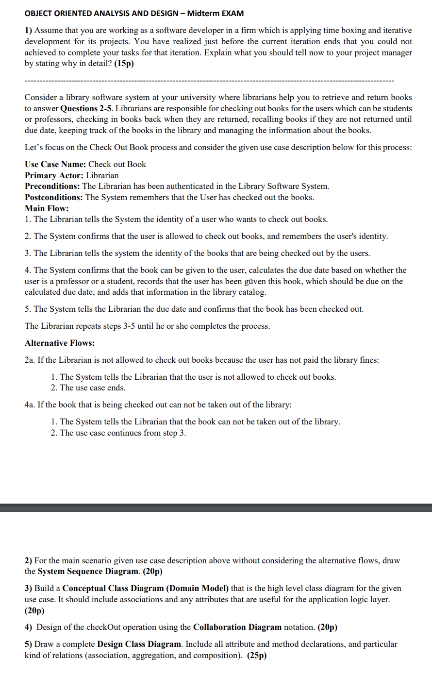 Solved Object Oriented Analysis And Design Midterm Exam 1