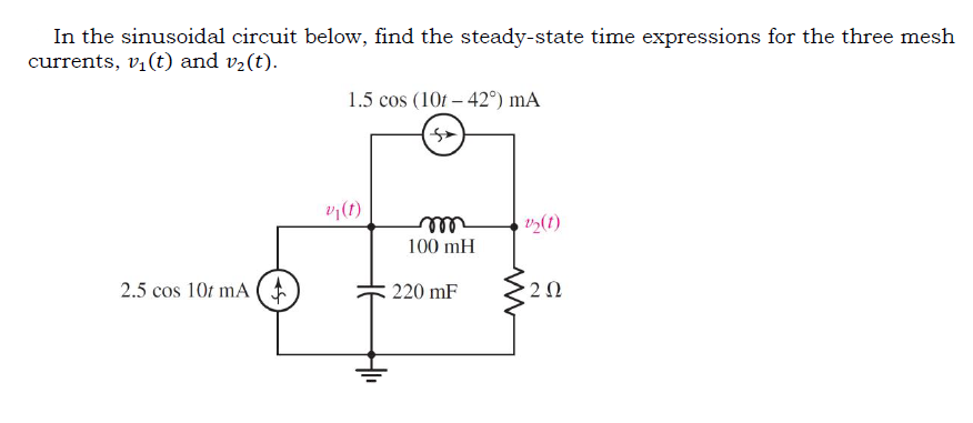 Solved In the sinusoidal circuit below, find the | Chegg.com