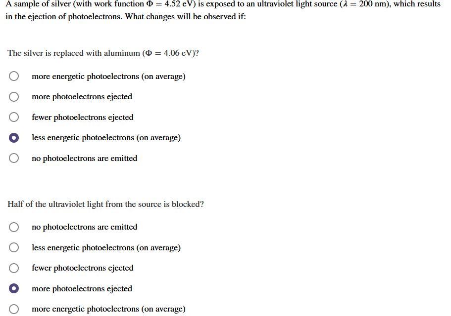 Solved A sample of silver (with work function = 4.52 eV) is | Chegg.com