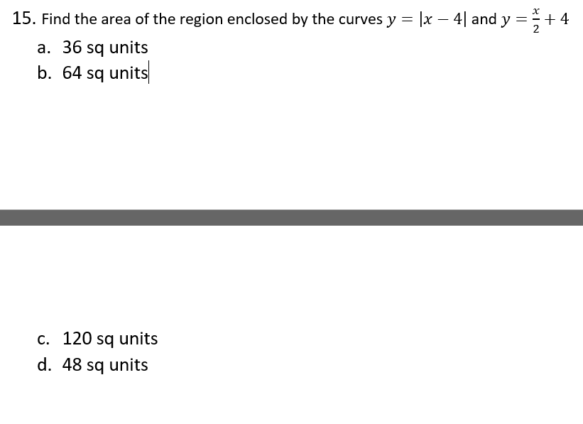 Solved 15. Find the area of the region enclosed by the | Chegg.com
