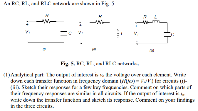 Solved An RC, RL, and RLC network are shown in Fig. 5 R L C | Chegg.com