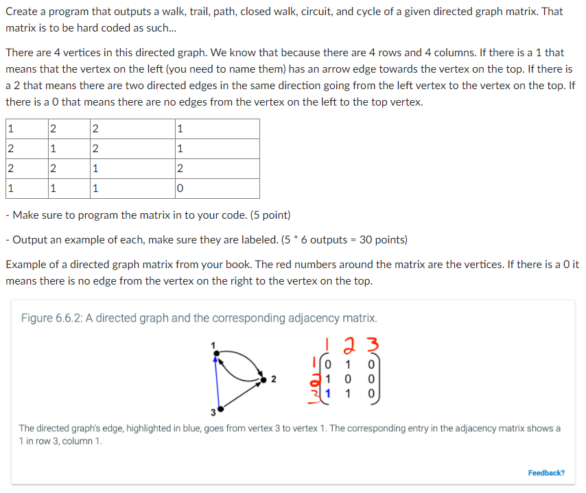 Solved I need help with this Graph/Matrix program, the | Chegg.com