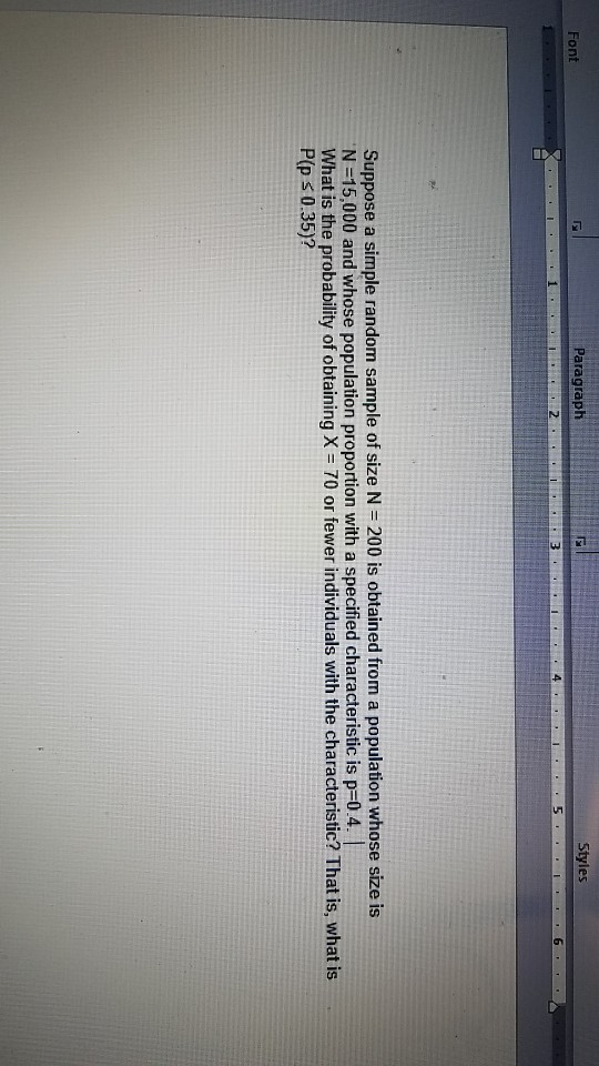 Solved Font Paragraph Styles 4 5 6 Suppose a simple random | Chegg.com