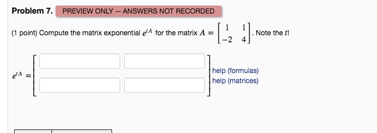 Solved Problem 7. PREVIEW ONLY -- ANSWERS NOT RECORDED (1 | Chegg.com