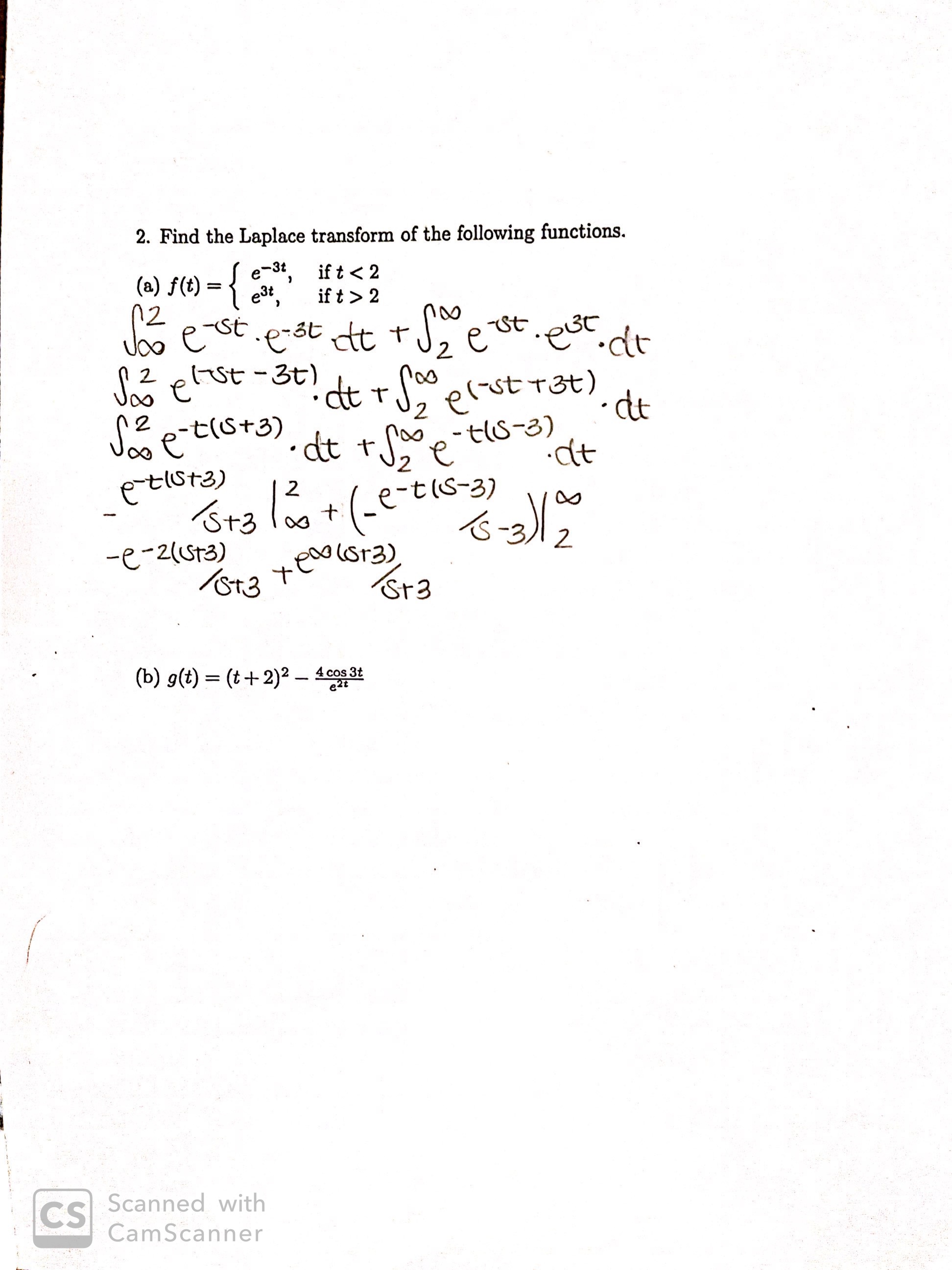 Solved 2. Find the Laplace transform of the following | Chegg.com