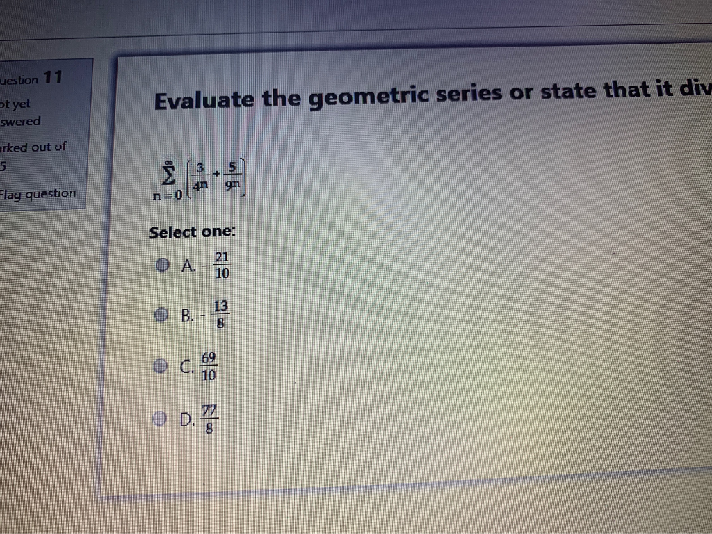 Solved uestion 11 ot yet swered arked out of Evaluate the | Chegg.com