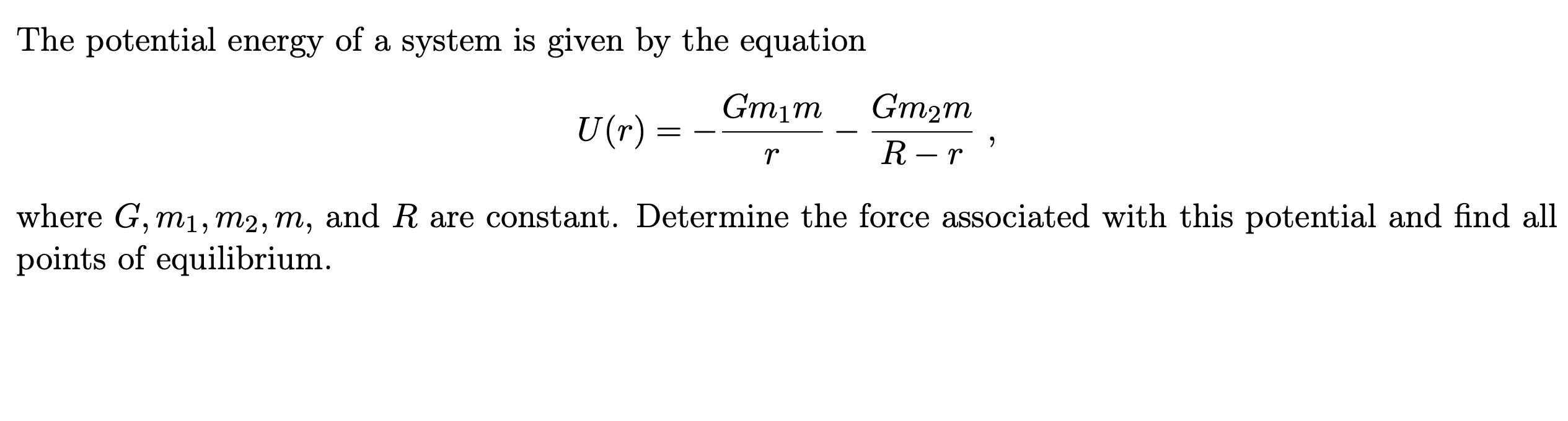 Solved The potential energy of a system is given by the | Chegg.com