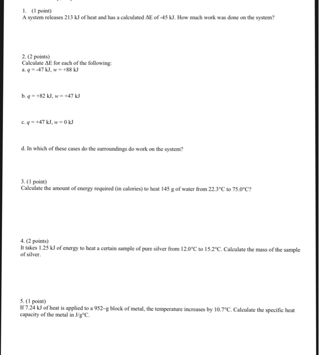 Solved ALK(SO4)2 12H2O 1. (1 point) A system releases 213 | Chegg.com