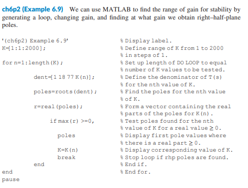 Solved ch6p2 (Example 6.9) We can use MATLAB to find the | Chegg.com
