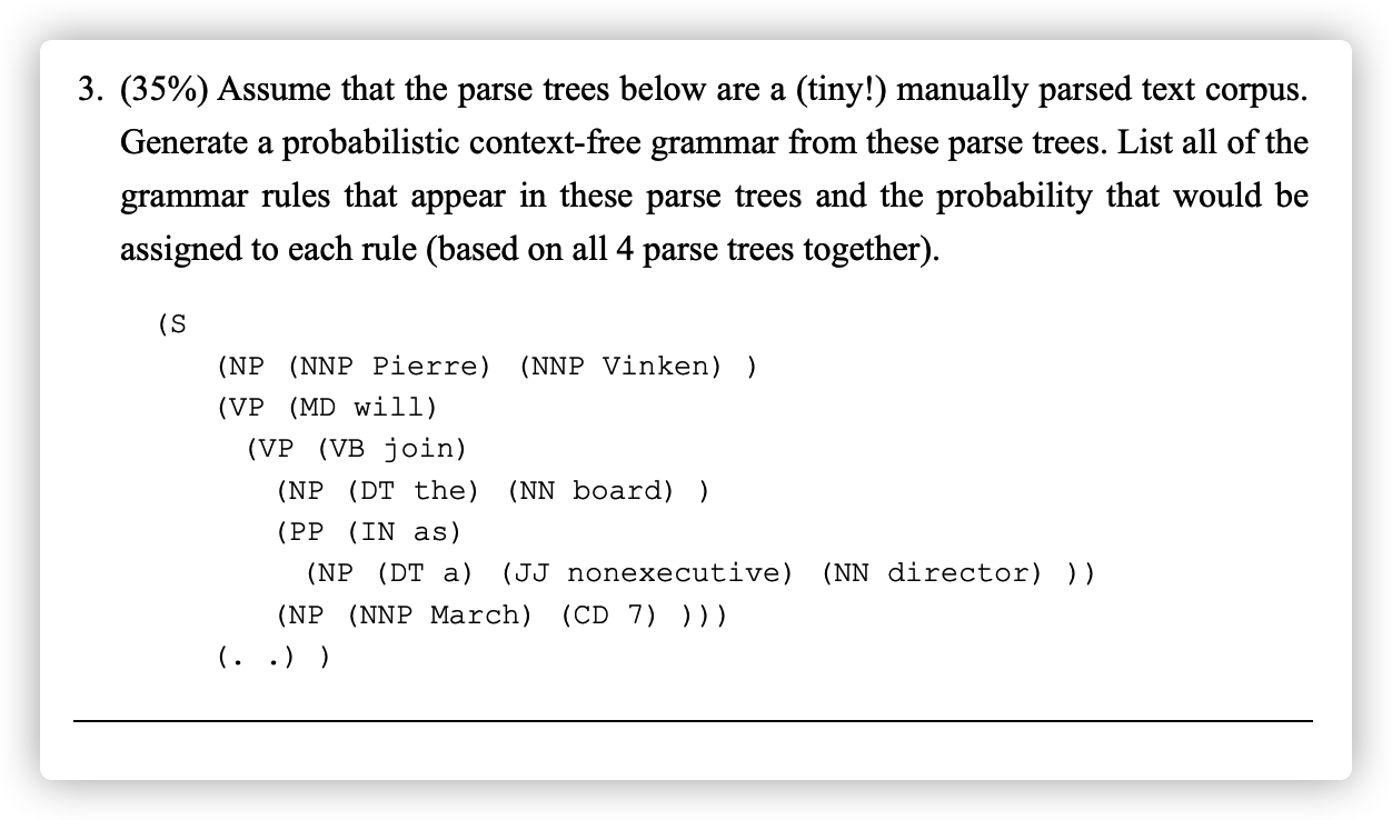 3. (35%) Assume that the parse trees below are a | Chegg.com