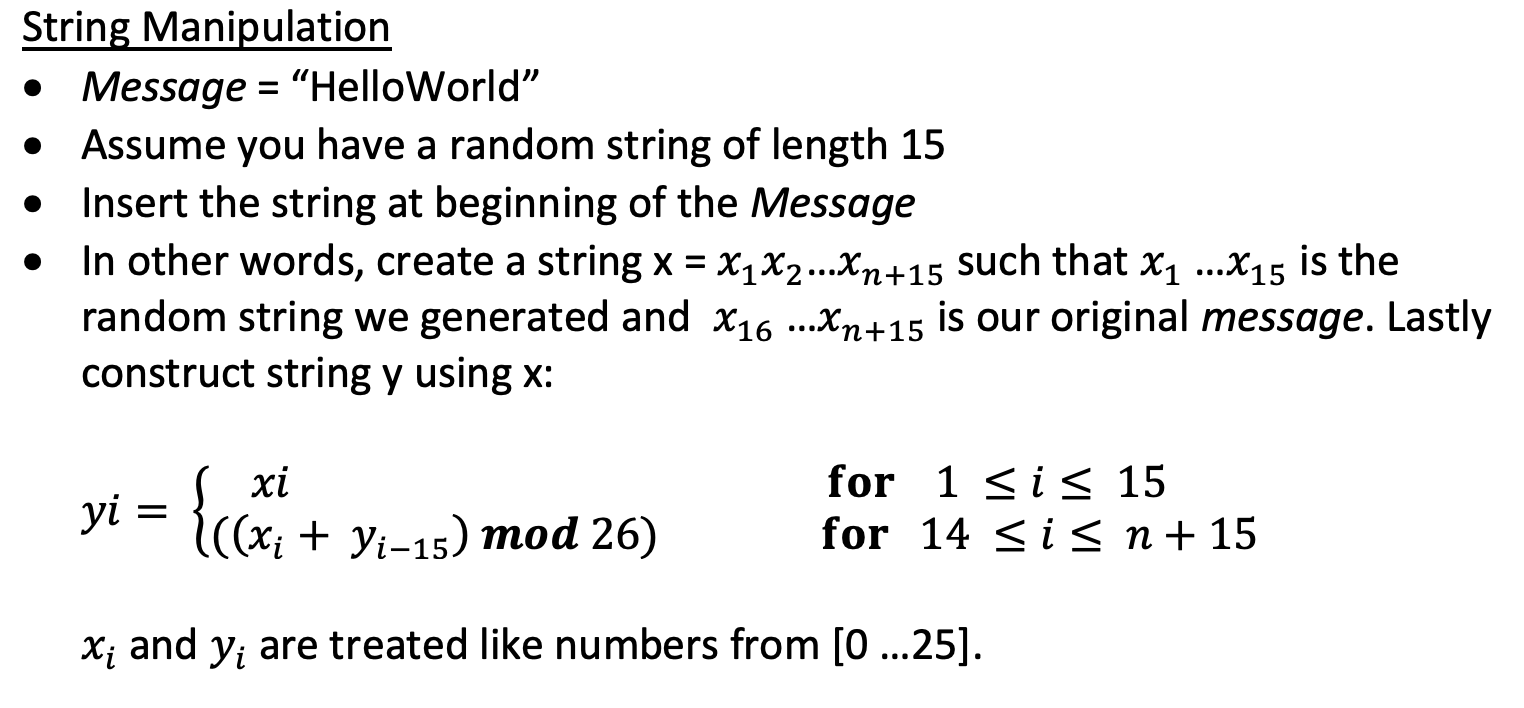 Solved String Manipulation • Message = "HelloWorld" Assume | Chegg.com