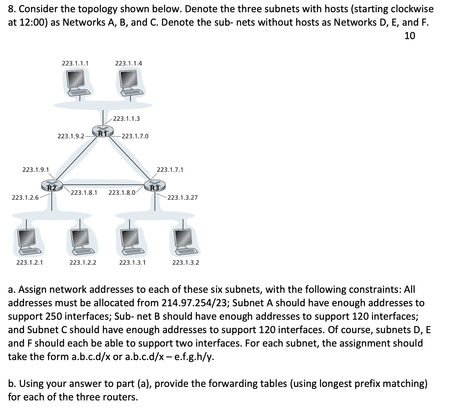 Solved 8. Consider the topology shown below. Denote the | Chegg.com