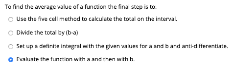 Solved To find the average value of a function, the final | Chegg.com