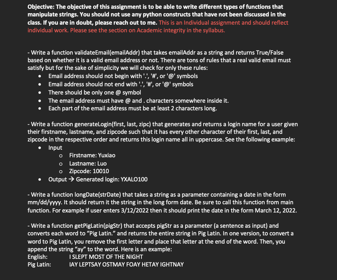 Solved Objective: The objective of this assignment is to be | Chegg.com