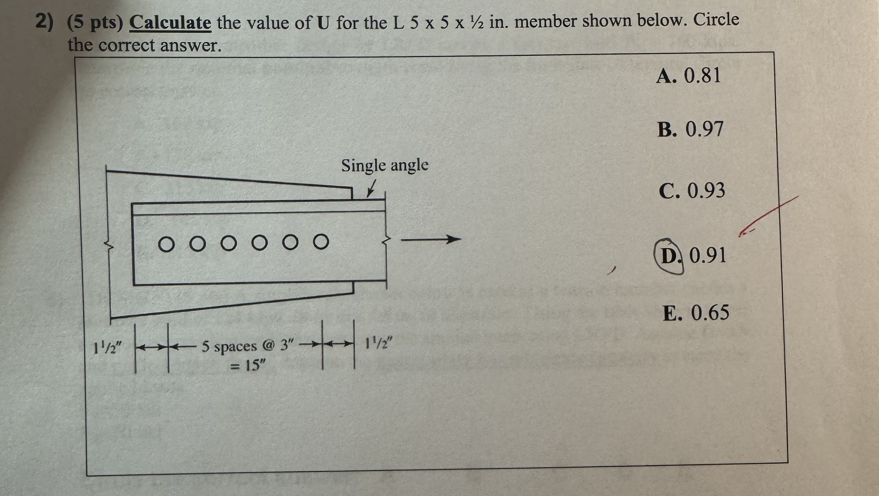 Solved (5 pts) ﻿Calculate the value of U ﻿for the L5×5×12 | Chegg.com