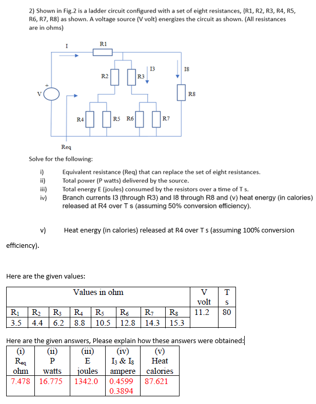 Solved 2) Shown in Fig.2 is a ladder circuit configured with | Chegg.com