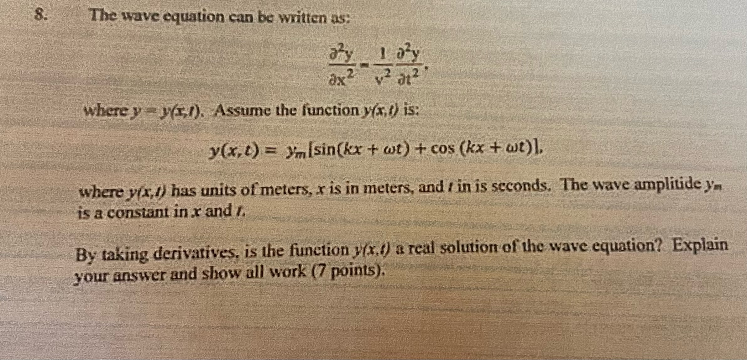 Solved The wave equation can be writien as: ∂x2∂2y=v21∂t2∂2y | Chegg.com