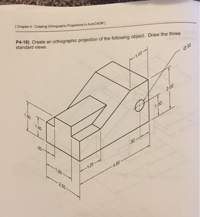 Solved standard wate an orthographic projection of the | Chegg.com