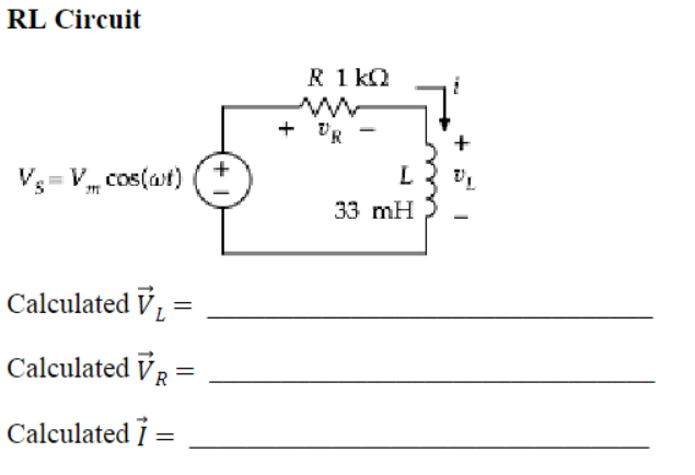 Solved AC voltage RL Circuit. | Chegg.com
