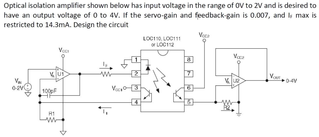 Solved Optical isolation amplifier shown below has input | Chegg.com