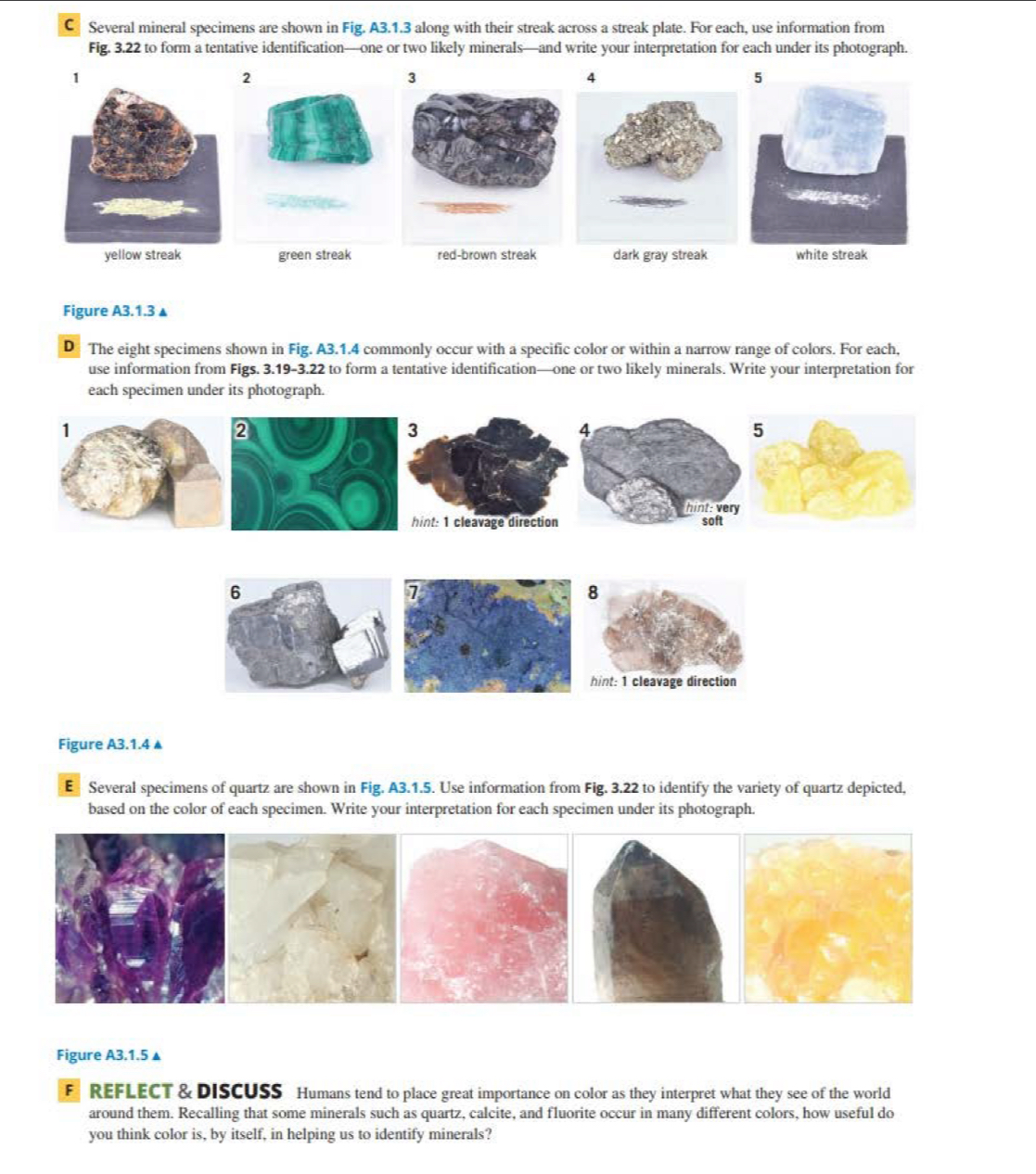 Solved C Several mineral specimens are shown in Fig. A3.1.3 | Chegg.com