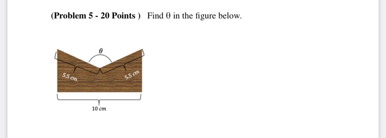 Solved (Problem 5 - 20 Points) Find θ in the figure below. | Chegg.com