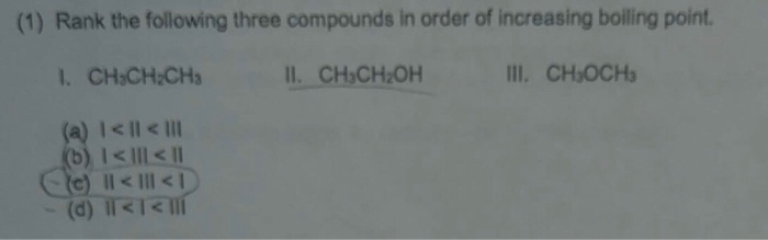 Solved (1) Rank the following three compounds in order of | Chegg.com