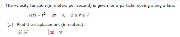 Solved The velocity function (in meters per second) is given | Chegg.com