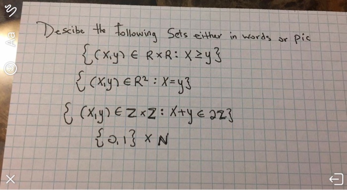 Solved escibe tte following Sets ethur in words ar pic | Chegg.com